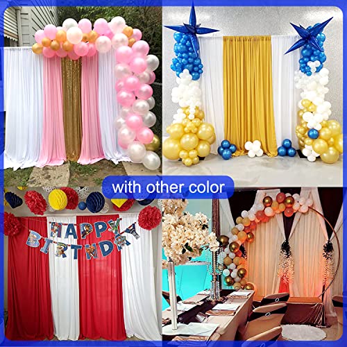 10x10 White Backdrop Curtain for Parties Wedding Wrinkle Free White Photo Curtains Backdrop Drapes Fabric Decoration for Baby Shower 5ft x 10ft,2 Panels