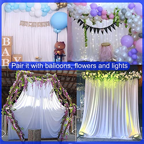 10x10 White Backdrop Curtain for Parties Wedding Wrinkle Free White Photo Curtains Backdrop Drapes Fabric Decoration for Baby Shower 5ft x 10ft,2 Panels