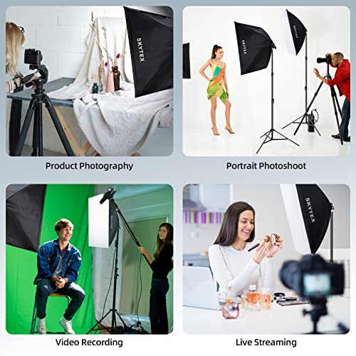 Softbox Lighting Kit, skytex Continuous Photography Lighting Kit with 2x20x28in Soft Box | 2X 85W 2700-6400K E27 LED Bulb, Photo Studio Lights Equipment for Camera Shooting, Video Recording…