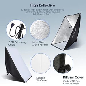 Softbox Lighting Kit, skytex Continuous Photography Lighting Kit with 2x20x28in Soft Box | 2X 85W 2700-6400K E27 LED Bulb, Photo Studio Lights Equipment for Camera Shooting, Video Recording…