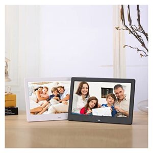 10 Inch Screen LED Backlight HD 1024 * 600 Digital Photo Frame Electronic Album Picture Music Movie Full Function Good Gift (Color : White 16GB, Size : UK Plug)