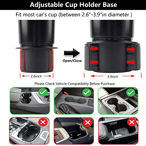 Car Cup Holder Phone Mount 2 in 1 Car Cup Holder Expander for Car Ultra Stability & 360°Rotation Cup Holder Extender with Adjustable Base Compatible with iPhone Samsung Galaxy All Smartphones