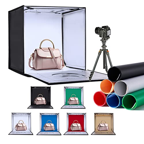 ZKEEZM Light Box Photography 20"x20" with 160LED Lights and 6 Color Backdrops Photo Box with Lights Foldable Light Box with Adjustable Brightness, 3000-6500K Bi-Colour Portable Light Box Shooting