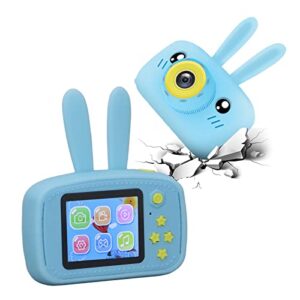 Children Photo Camera, Portable MP3 Function Kids Camera Auto Focusing Built in Games for Playing(Blue)