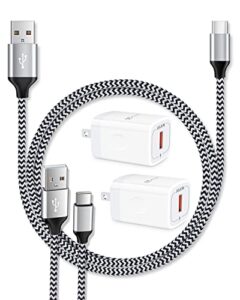 2+2 pack usb c chargers for google pixel 7 6 pro 6 5a 5 4 xl 4a 4 3a xl 3 xl, samsung s21, fast charge 3ft c type cable usb-c cords+quick charge 3.0 wall charger box, super fast cargador block adapter