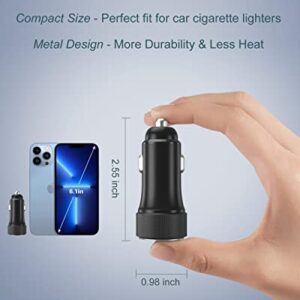 USB C Car Charger, OKRAY 3-Pack 36W Fast Charging Dual Port PD3.0&QC3.0 USB Type C Car Charger Cigarette Lighter Adapter with LED Compatible with iPhone 14/13/12/11, Galaxy S22 S21 Note 20 10 (Black)