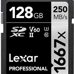 Lexar Professional 1667x 128GB SDXC UHS-II Card, Up To 250MB/s Read, for Professional Photographer, Videographer, Enthusiast (LSD128CBNA1667)