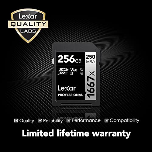 Lexar Professional 1667x 128GB SDXC UHS-II Card, Up To 250MB/s Read, for Professional Photographer, Videographer, Enthusiast (LSD128CBNA1667)