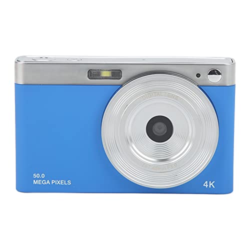 4K Digital Camera, Mini Portable 2.88in IPS HD Large Screen Children Camera Mirrorless AF Autofocus 16X Zoom 50MP Camera Macaron Style Kids Selfie Camera Christmas Birthday Gifts with LED Fill(Blue)