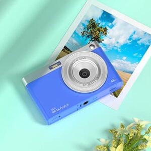 4K Digital Camera, Mini Portable 2.88in IPS HD Large Screen Children Camera Mirrorless AF Autofocus 16X Zoom 50MP Camera Macaron Style Kids Selfie Camera Christmas Birthday Gifts with LED Fill(Blue)