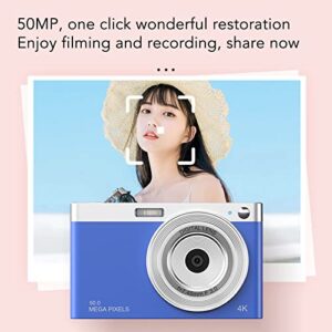 4K Digital Camera, Mini Portable 2.88in IPS HD Large Screen Children Camera Mirrorless AF Autofocus 16X Zoom 50MP Camera Macaron Style Kids Selfie Camera Christmas Birthday Gifts with LED Fill(Blue)