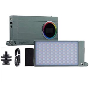 godox m1 rgb mini creative light,led video light,13w 2500k-8500k adjustable,cri97 tlct 97 rgb 0-360 full color,music beats light function and 40 fx lighting effects with aluminum alloy shell(green)