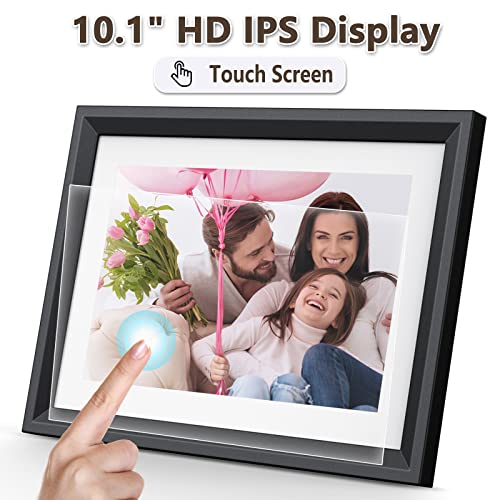 FRAMEO 10.1 Inch Digital Picture Frame WiFi, Smart Digital Photo Frame with 1280x800 IPS Touch Screen Display, Built-in 16GB Storage, Auto-Rotate, Easy Setup, Share Photos and Videos via Frameo App