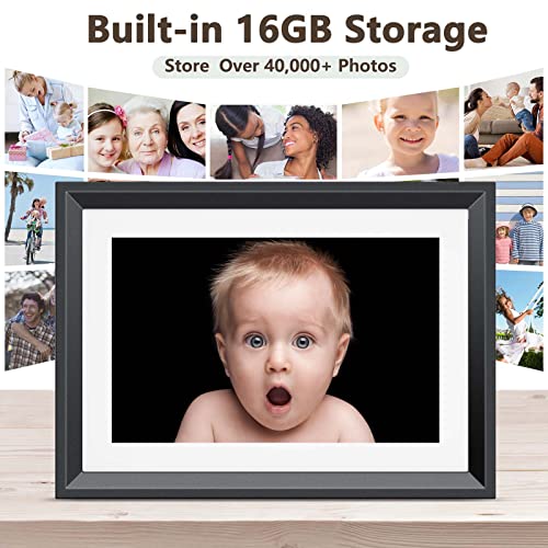 FRAMEO 10.1 Inch Digital Picture Frame WiFi, Smart Digital Photo Frame with 1280x800 IPS Touch Screen Display, Built-in 16GB Storage, Auto-Rotate, Easy Setup, Share Photos and Videos via Frameo App