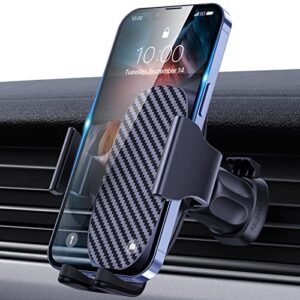 diaclara car phone holder mount, [military sturdy, firmly grip & never slip] universal car phone mount, metal hook clip car vent phone mount compatible with all iphone samsung android smartphone