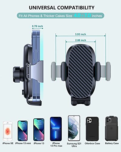 Diaclara Car Phone Holder Mount, [Military Sturdy, Firmly Grip & Never Slip] Universal Car Phone Mount, Metal Hook Clip Car Vent Phone Mount Compatible with All iPhone Samsung Android Smartphone