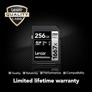 Lexar Professional 1667x 256GB (2-Pack) SDXC UHS-II Cards, Up To 250MB/s Read, for Professional Photographer, Videographer, Enthusiast (LSD1667256G-B2NNU)