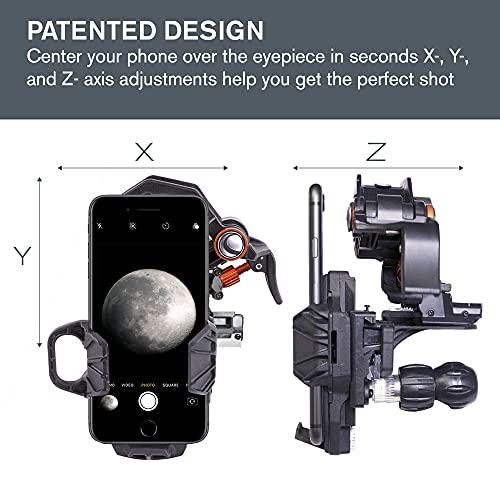 Celestron – NexYZ – 3–Axis Universal Smartphone Adapter for Telescope – Digiscoping Smartphone Adapter – Capture Images and Video Through Your Telescope or Spotting Scope