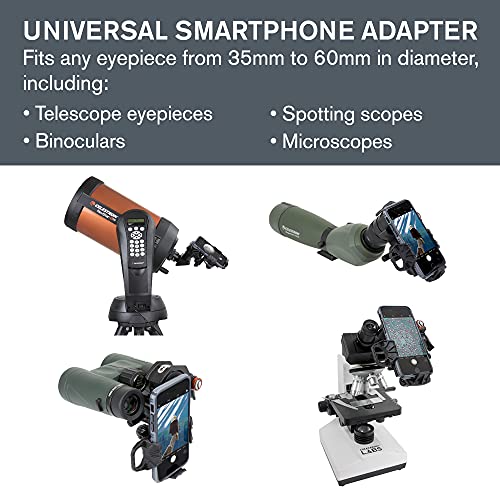 Celestron – NexYZ – 3–Axis Universal Smartphone Adapter for Telescope – Digiscoping Smartphone Adapter – Capture Images and Video Through Your Telescope or Spotting Scope