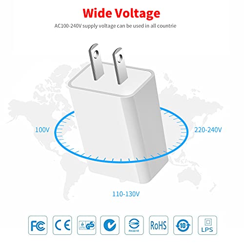 MEROM USB Wall Charger, 5V 2A Power Adapter Universal USB Plug Cell Phone Charger Block Cube Compatible with iPhone Samsung Galaxy S7/S6/S5 Edge, Google Nexus, LG, HTC, Huawei, Moto and More(3 Pack)