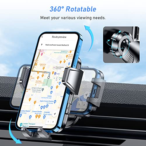 Blukar Car Phone Holder, Air Vent Car Phone Mount Cradle with One Button Release Function and Hook Clip - 360° Rotation Super Stable Car Phone Holder Compatible with All 4.0 to 6.7 inches Phones