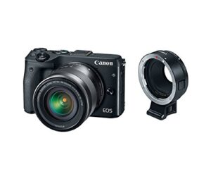 canon eos m3 mirrorless camera kit with ef-m 18-55mm image stabilization stm lens and mount adapter ef-eos m – wi-fi enabled (black)