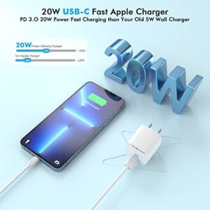 iPhone Fast Charger, 2Pack Extra Long iPhone Charger Fast Charging 10FT [Apple MFi Certified] 20W USB C Wall Apple Rapid Charger 10Foot Lightning Cable for iPhone 14 13 12 Mini 11 Pro Max/XS/SE/8/iPad