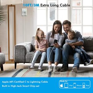 iPhone Fast Charger, 2Pack Extra Long iPhone Charger Fast Charging 10FT [Apple MFi Certified] 20W USB C Wall Apple Rapid Charger 10Foot Lightning Cable for iPhone 14 13 12 Mini 11 Pro Max/XS/SE/8/iPad