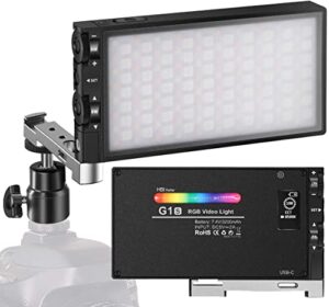 g1s rgb video light, built-in 12w rechargeable battery led camera light full color 12 common light effects, cri≥97 2500-8500k led video light panel with aluminum alloy body