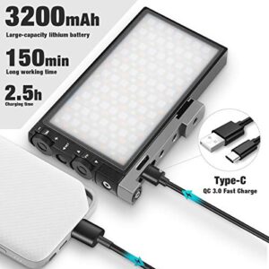 G1s RGB Video Light, Built-in 12W Rechargeable Battery LED Camera Light Full Color 12 Common Light Effects, CRI≥97 2500-8500K LED Video Light Panel with Aluminum Alloy Body