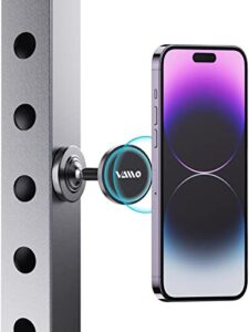 vaiio magnetic phone holder designed specifically for gym use, able to attach to any metal surface and support any type of phone, perfect for recording videos or playing media.