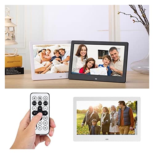 10 Inch Screen LED Backlight HD 1024 * 600 Digital Photo Frame Electronic Album Picture Music Movie Full Function (Color : White, Size : UK Plug)