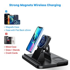 Magnetic Wireless Charger, 4 in 1 Wireless Charging Station for iPhone 14/13/12 Pro/Pro Max/Mini，Detachable Wireless Charging Stand for iWatch SE/6/5/4/3/2,Airpods 3/2/Pro,Pencil 2（With QC3.0 Adapter）