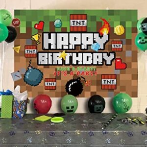 Pixel Backdrop for Birthday Party Game Theme Photography Background for Kids Boy Happy Birthday Video Gaming Battle Gamer Party Supplies Cake Table Decor Banner (7X5FT)