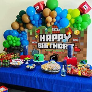 Pixel Backdrop for Birthday Party Game Theme Photography Background for Kids Boy Happy Birthday Video Gaming Battle Gamer Party Supplies Cake Table Decor Banner (7X5FT)