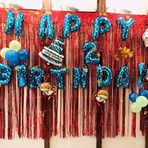 Moohome 2 Pack 3ft x 8ft Red Foil Curtains Metallic Tinsel Fringe Curtains Shimmer Door Window Curtain Backdrop for Birthday Wedding Bridal Shower Photo Booth Party Decorations