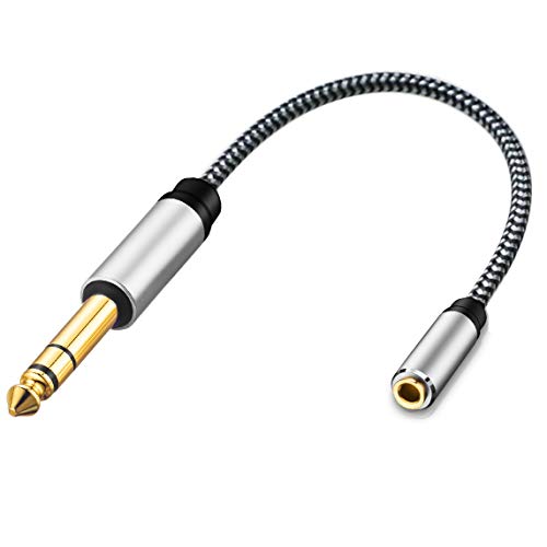 MORELECS 3.5mm to 1/4 Adapter, 1/4 to 3.5mm Adapter 6.35mm 1/4" Male to 3.5mm 1/8" Female TRS Stereo Audio Cable Nylon Braid Compatible for Amplifiers, Guitar, Piano, Home Theater Devices