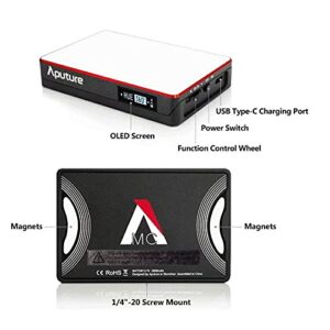 Aputure Amaran MC RGBWW Mini On Camera Video Light,3200K-6500K,CRI/TLCI 96+,HSI Mode,Support Magnetic Attraction and App with USB-C PD and Wireless Charging