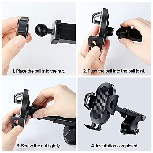 【2022 NEW】VOVIGGOL Universal Cell Phone Holder for Car Phone Mount Car Phone Holder Dashboard Windshield Air Vent Long Arm Strong Suction Cell Phone Car Mount Fit for iPhone Samsung All Phones (Black)