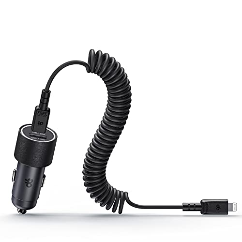 iPhone 13 Car Charger, dé 20W Fast Charging USB-C iPhone Car Charger Adapter with 6ft Coiled Lightning Cable [Apple MFi Certified], with Extra 18W USB Port for iPhone 14/14 pro max/13/12/XR/XS/iPad