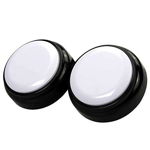 Cover Talking Button Record & Playback Your Own Message 30 Second Custom Recordable, Easy Sound Recorder Set of 2 (2pcs/White+Black)