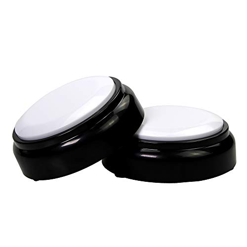 Cover Talking Button Record & Playback Your Own Message 30 Second Custom Recordable, Easy Sound Recorder Set of 2 (2pcs/White+Black)