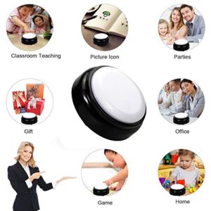 Cover Talking Button Record & Playback Your Own Message 30 Second Custom Recordable, Easy Sound Recorder Set of 2 (2pcs/White+Black)