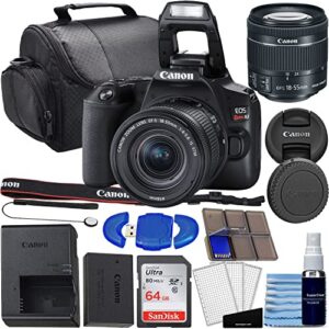 camera eos rebel sl3 dslr camera with 18-55mm f/4-5.6 is stm zoom lens bundle with 64gb memory, carrying case, card reader + photo bundle