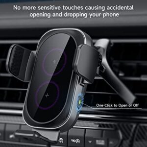 【Dual Coils & 2 Vent Mounts】 Wireless Car Charger, Casunit 15W Dual Coil Fast Charging Auto-Clamping Car Mount for iPhone 14 13 12 Pro Max Mini/Samsung Galaxy Z Flip 4 (Black)