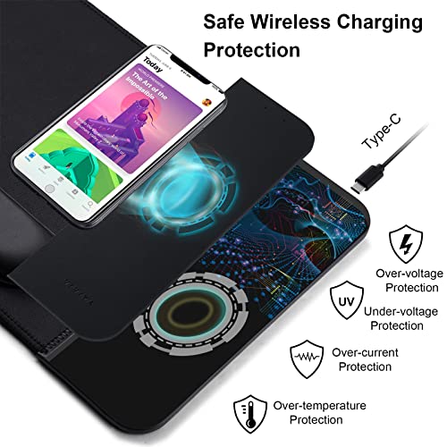 15W Wireless Charging Mouse Pad with Wrist Support, Fast Qi Wireless Charger Mouse Mat for iPhone 14/13/12/12 Pro/11/11Pro/XR/Xs/X/8, Samsung Galaxy S10/S9/S8 Plus Note 9/8 Multiple Devices