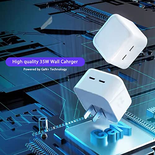 iPhone Fast Charger，35W Dual USB C Fast Apple Charger for iPhone【Apple MFi Certified】Foldable Quick Adapter iPhone Charger Block+【2 Pack】Lightning Cable for iPhone 14 13 12 11 Pro Max/Plus/Mini/iPad