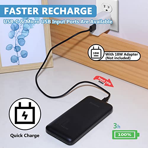 Yoobao Portable Charger with Built-in Cables, PD 20W Fast Charging USB C Power Bank with 4 Outputs, 10000mAh Ultra Slim External Battery Pack for iPhone/iPad/Samsung/Tablet & More - 1 Pack (Black)