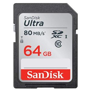 sandisk ultra 64gb class 10 sdxc uhs-i memory card up to 80mb/s (sdsdunc-064g-gn6in)