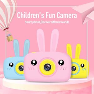 Kids Camera, Rabbit Shape Video LCD Screen Kid Camera, Kids Camera for Girls, USB Data Transfer Kids Digital Camera, Battery Powered Toddler Camera Yellow